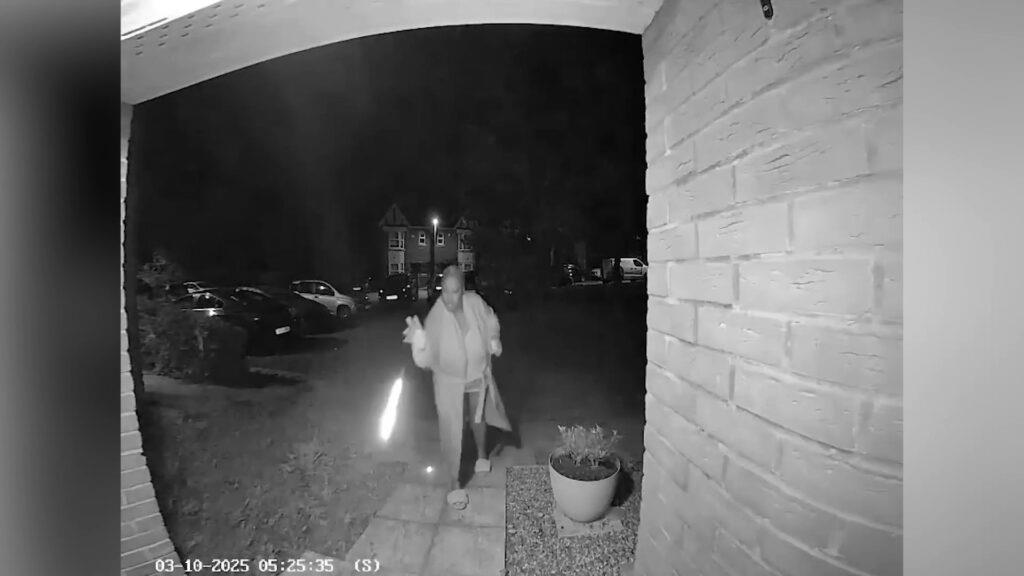 Moment attempted arsonist flicks matches at neighbour’s doormat in ...