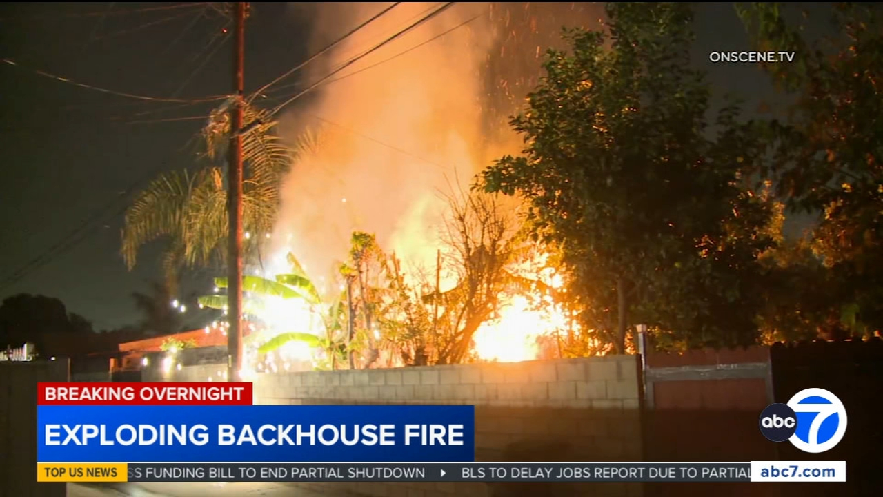Flames erupts at Long Beach backhouse; apparent explosions caught on video