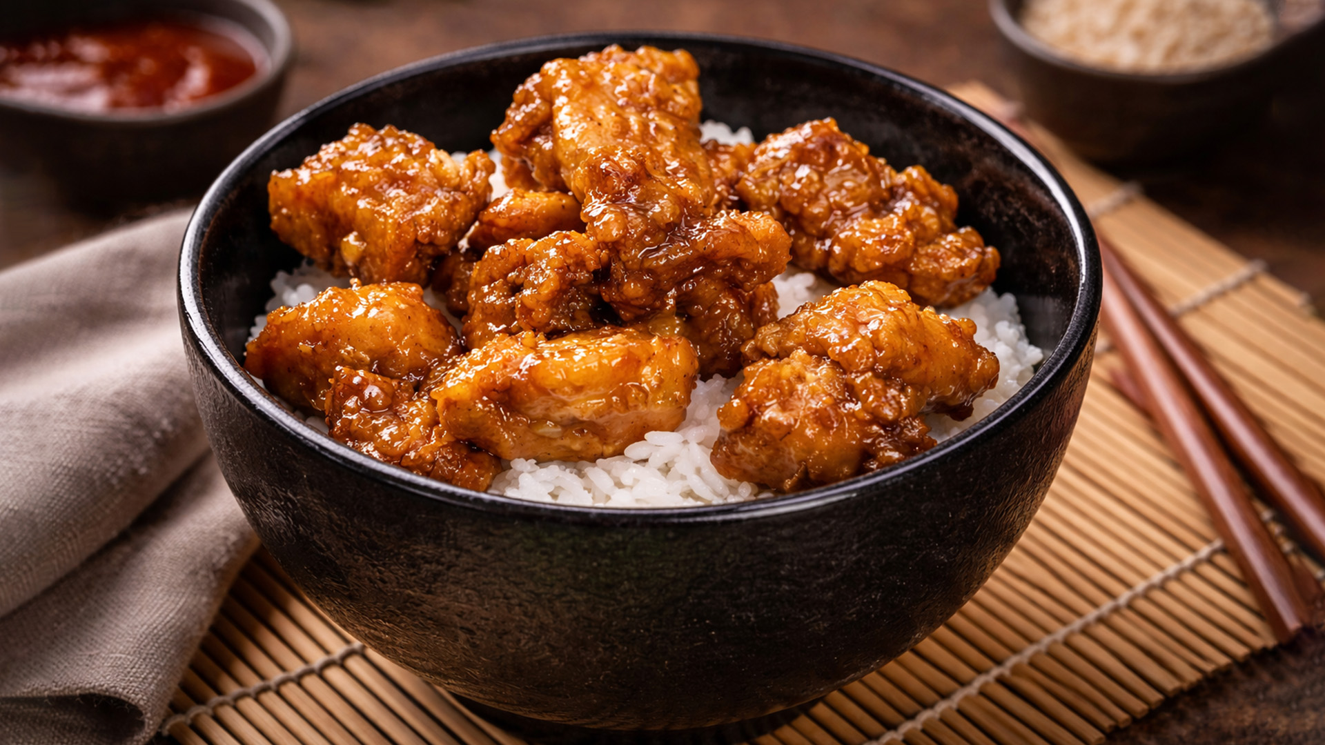 Crispy chicken tossed in sticky honey garlic sauce