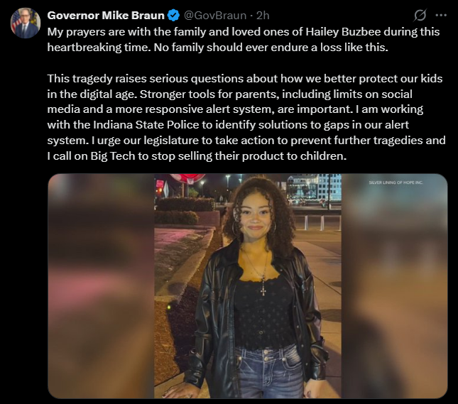 Gov. Braun calls for change to Indiana's alert system after the death ...