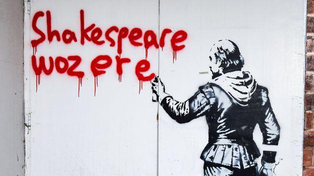Shakespeare spray art is not graffiti by Banksy