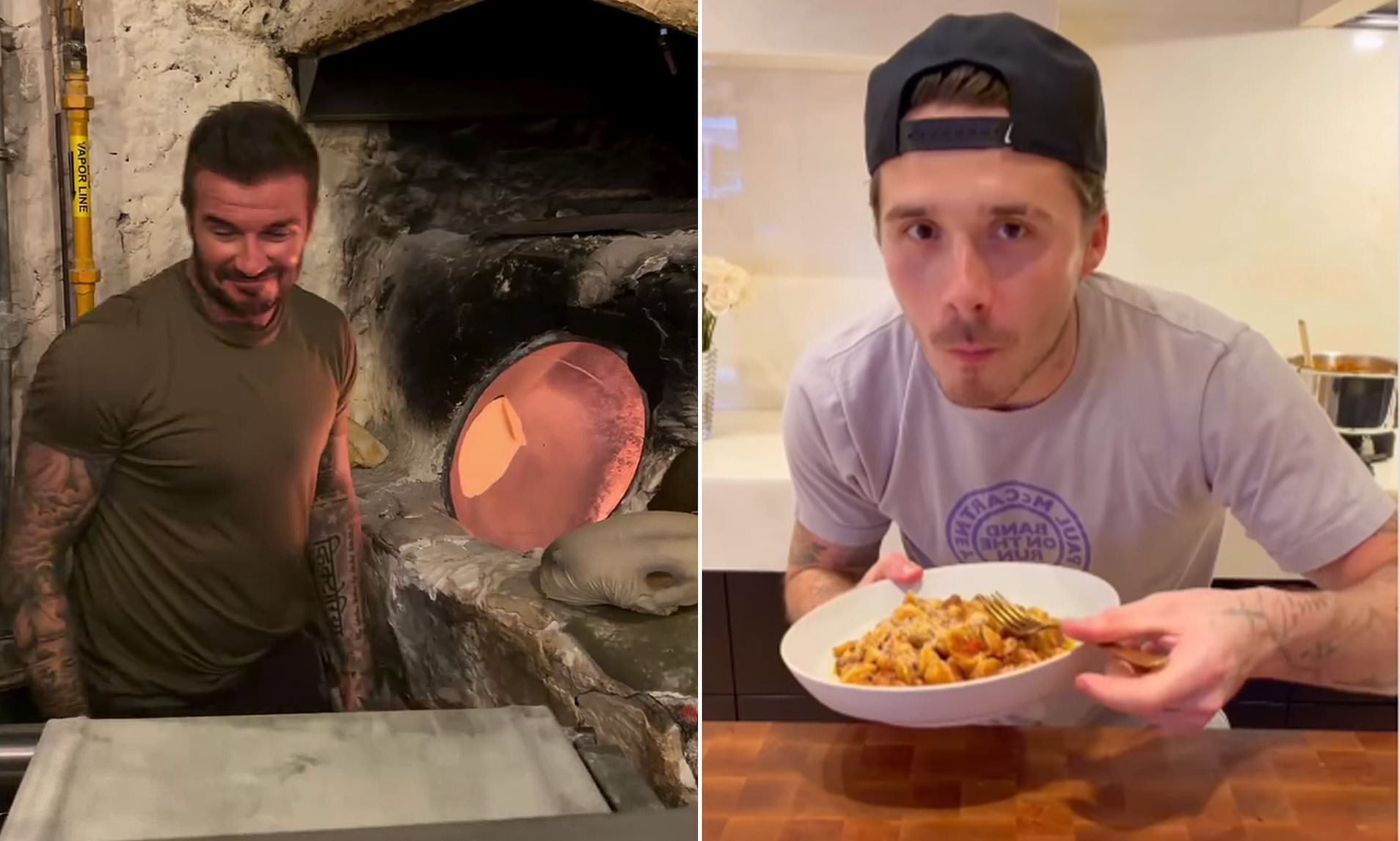 David Beckham shows estranged son Brooklyn how it's done by cooking in ...