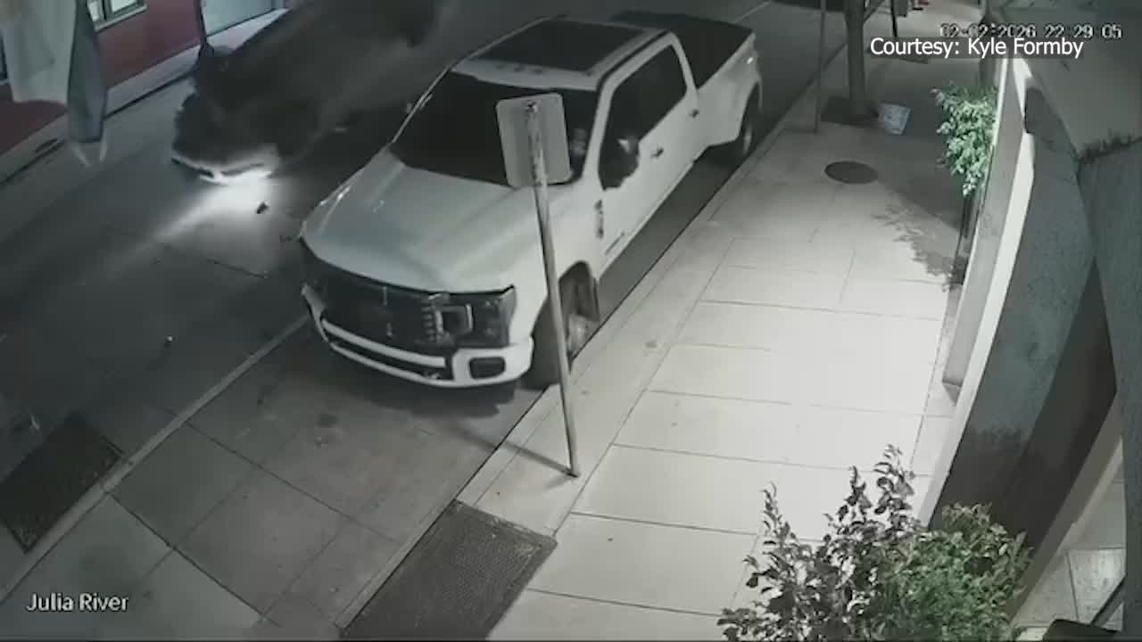 Car flipped over on Julia Street in Warehouse District