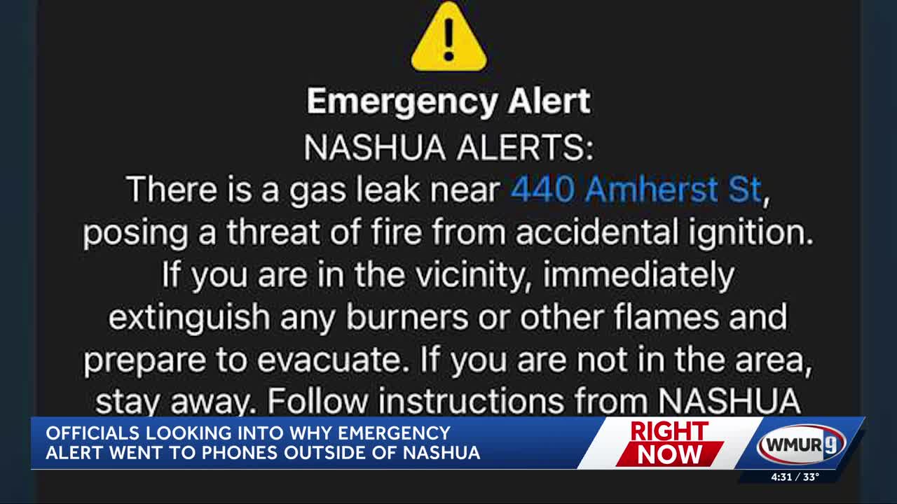 Officials looking into why emergency alert went to phones outside of Nashua