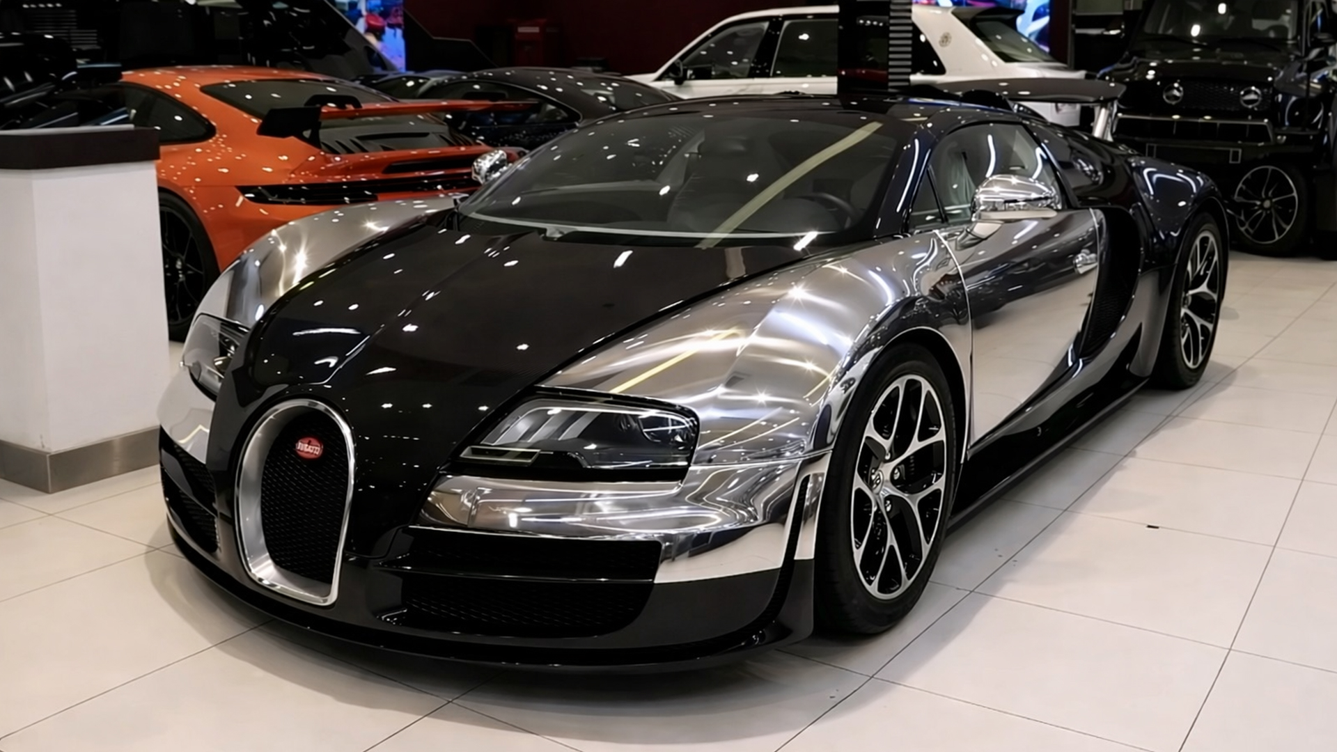 Bugatti Veyron $2,500,000 inside luxury car showroom