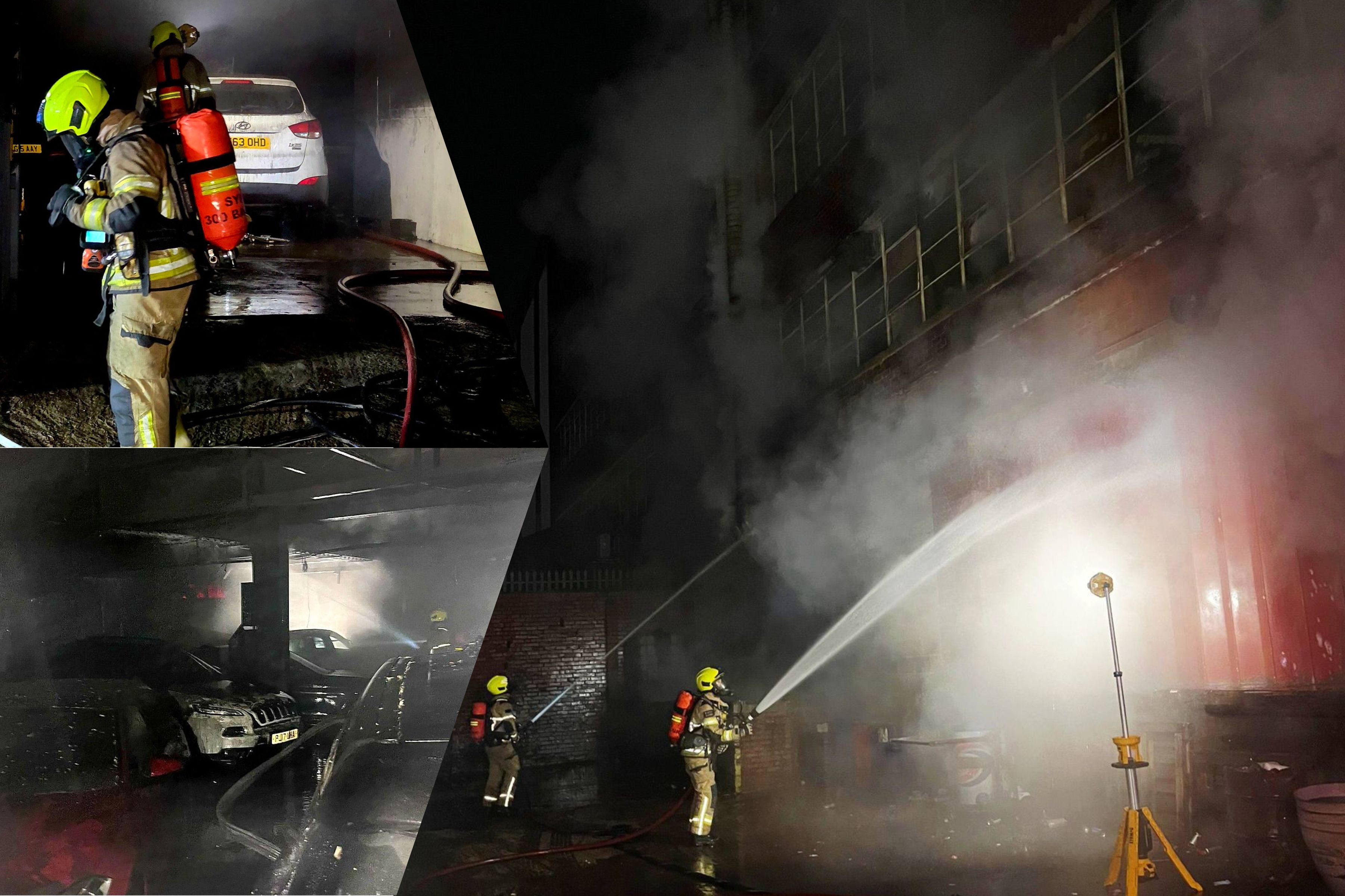 Pictures show burnt out cars as brave firefighters respond to blaze at ...