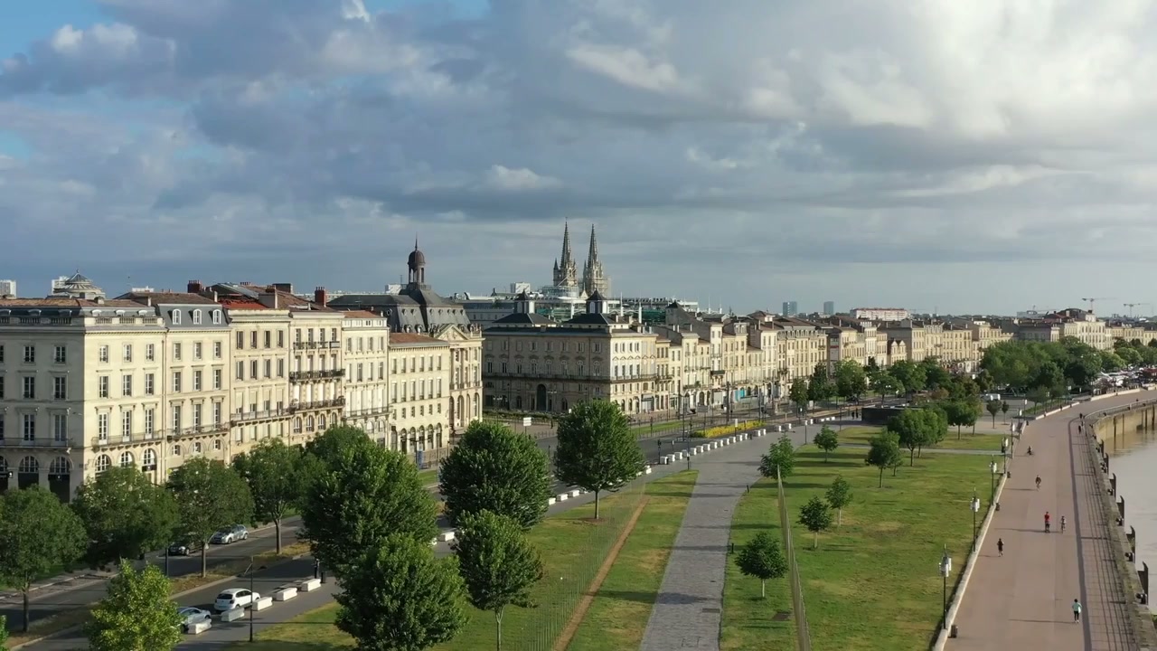 Bordeaux, France: Drone flight along the Garonne