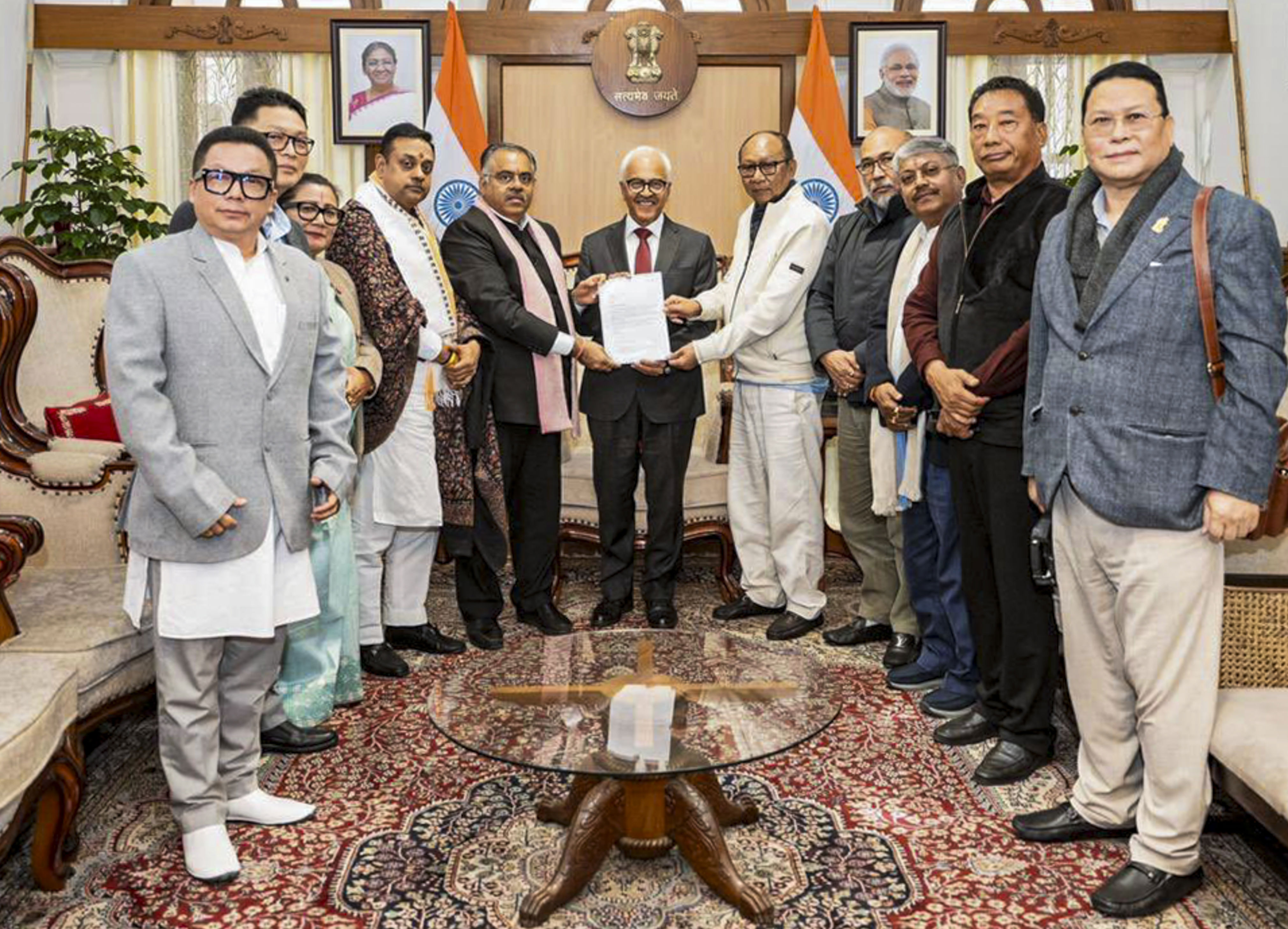 NDA legislature party leader Y Khemchand Singh stakes claim to form ...