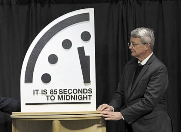 Doomsday clock now 85 seconds to midnight