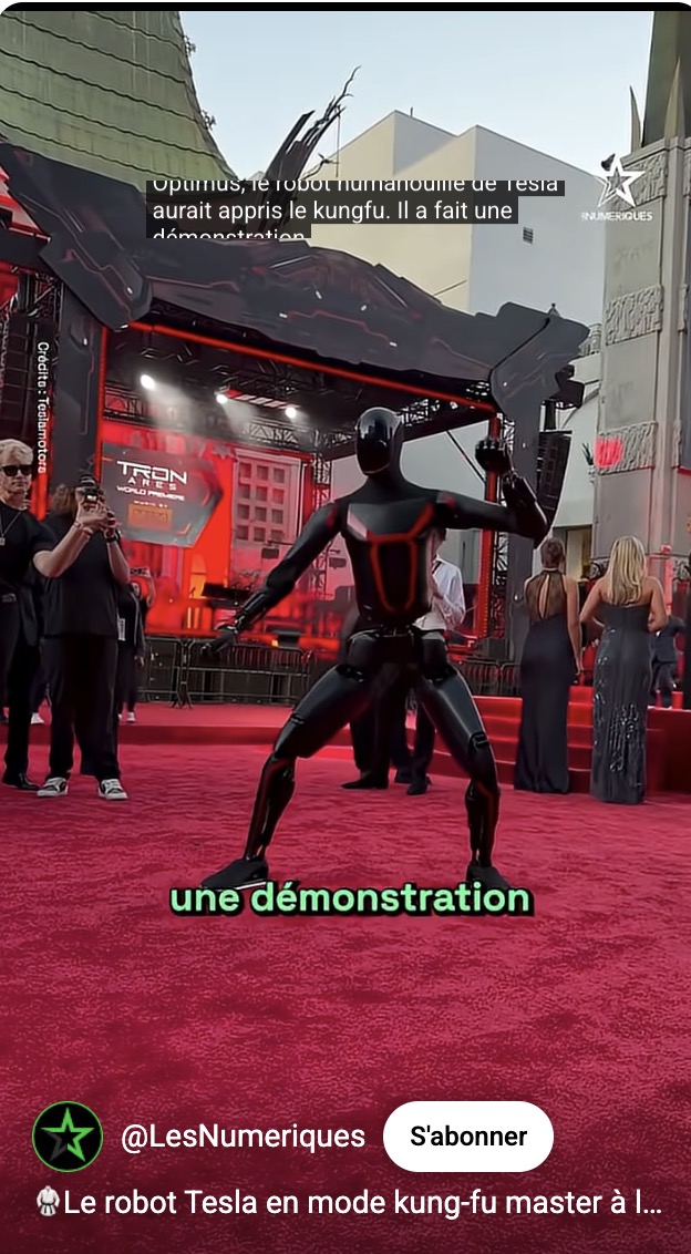 🥋Le robot Tesla en mode kung-fu master à la première de Tron : Ares ...
