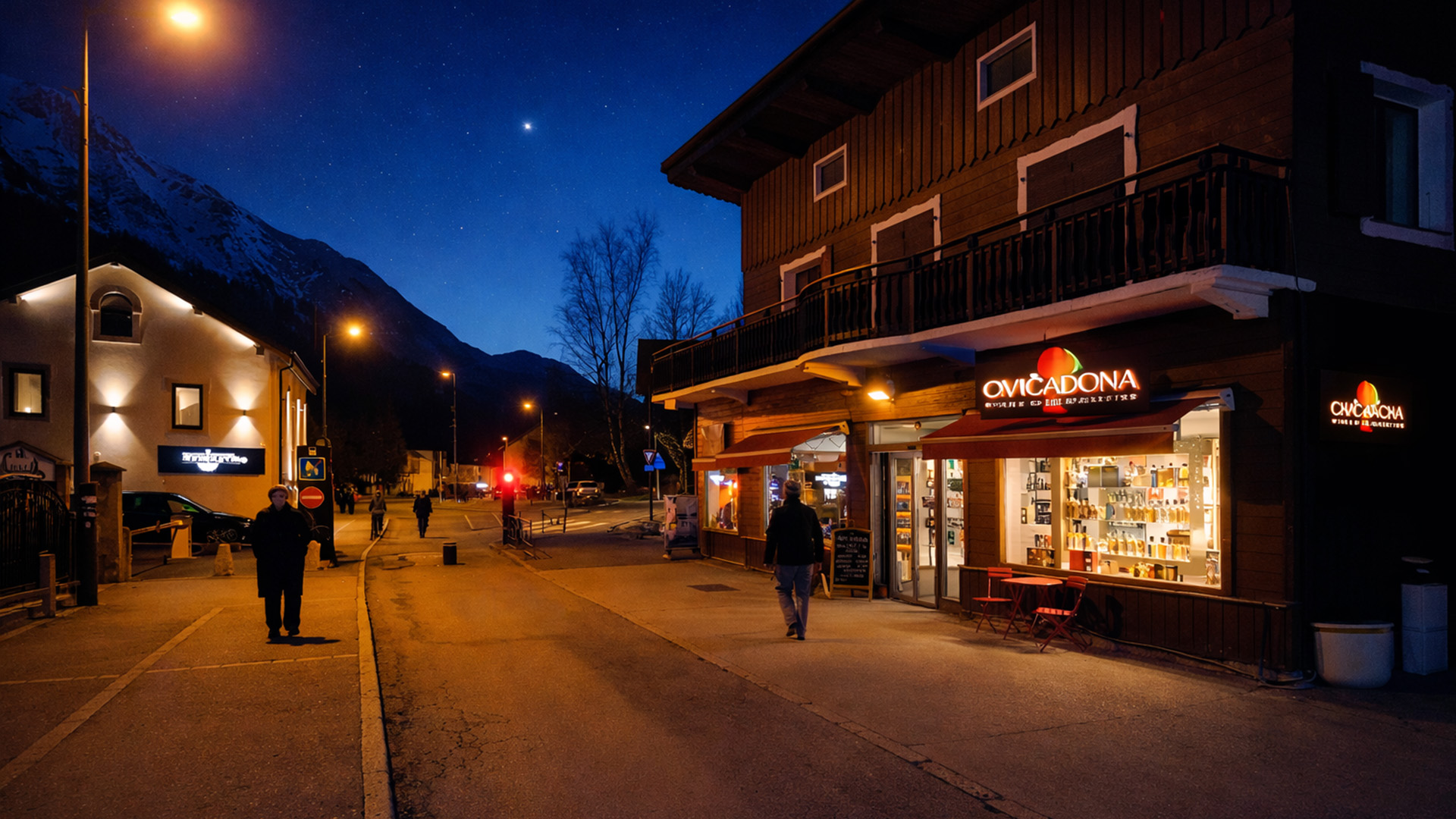 Paseo vespertino por el centro histórico de Chamonix Mont Blanc (4K)