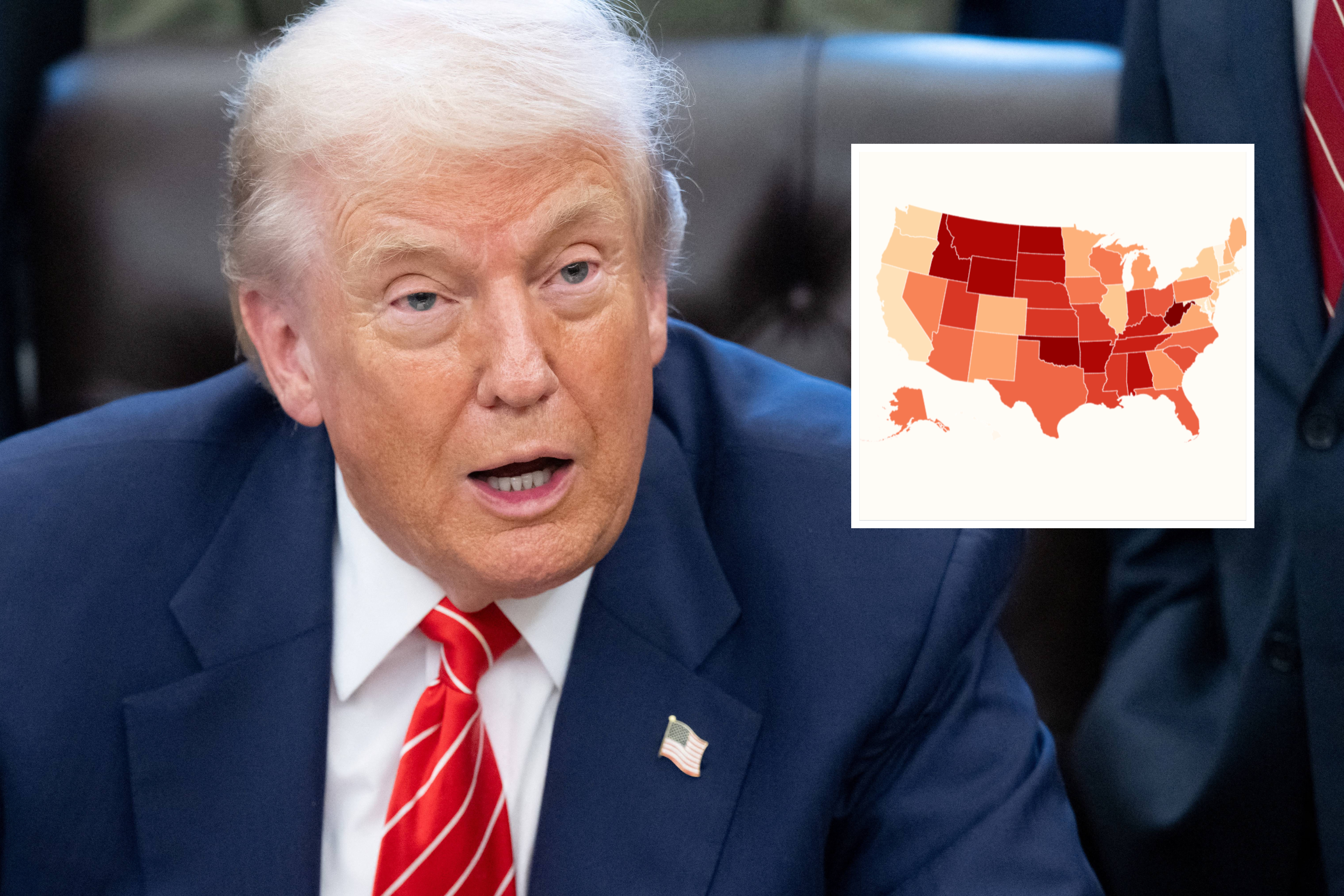 Trump's approval rating change in each state since Pretti shooting