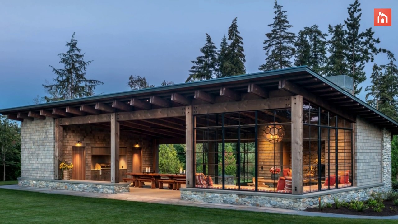 Charming pavilion built with stone and salvaged wood