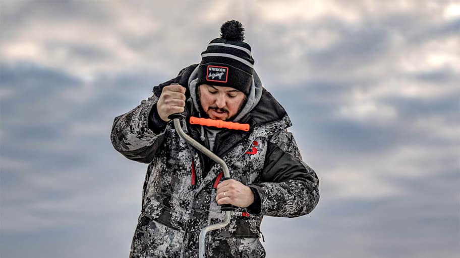Ice fishing river backwaters for slab crappies