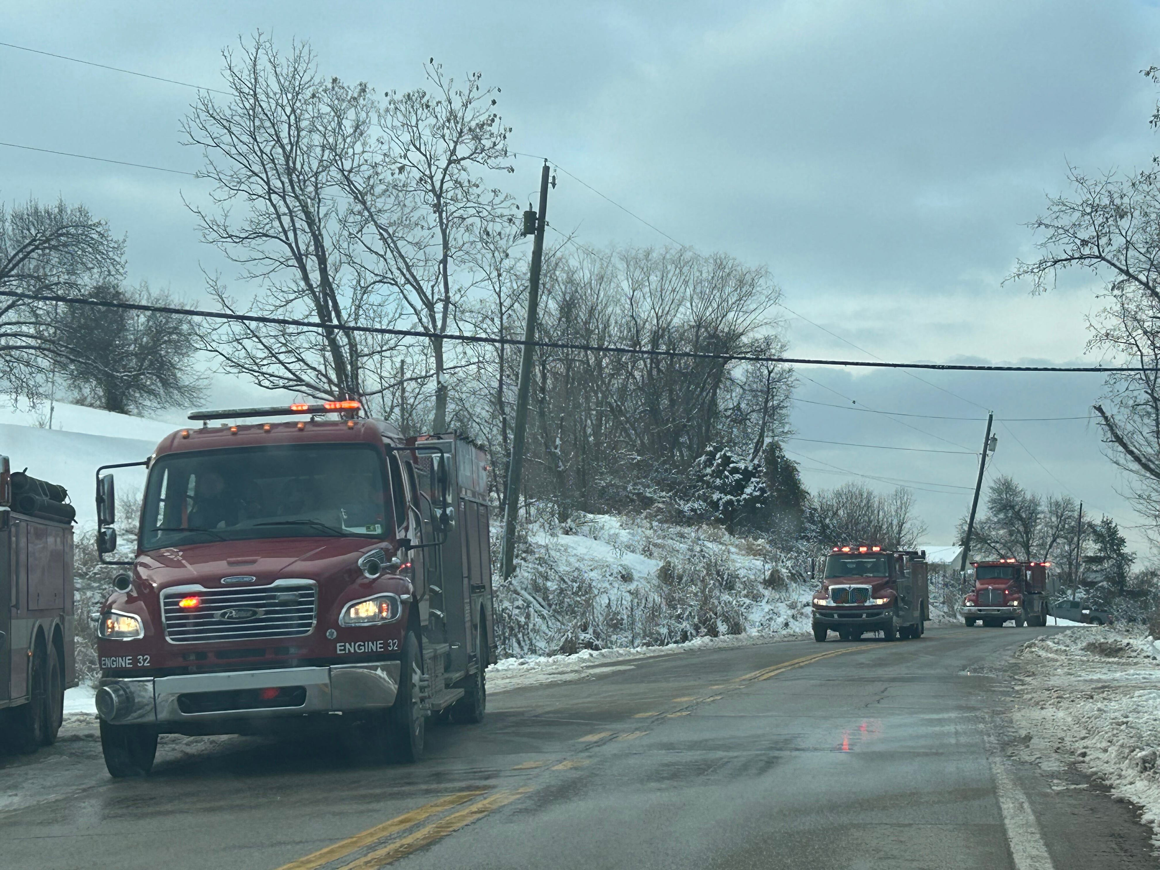 Crews on scene of fire on Route 87