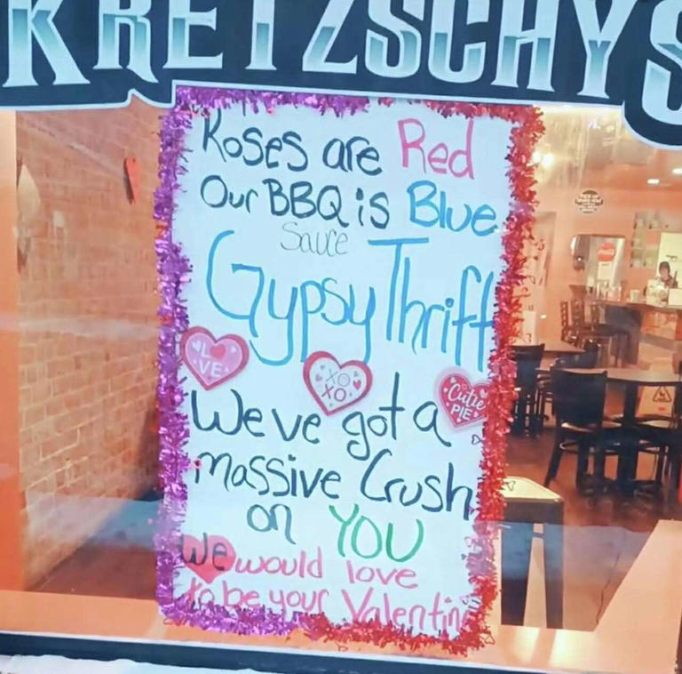 In Caro, a playful Valentine window display sparks a townwide trend