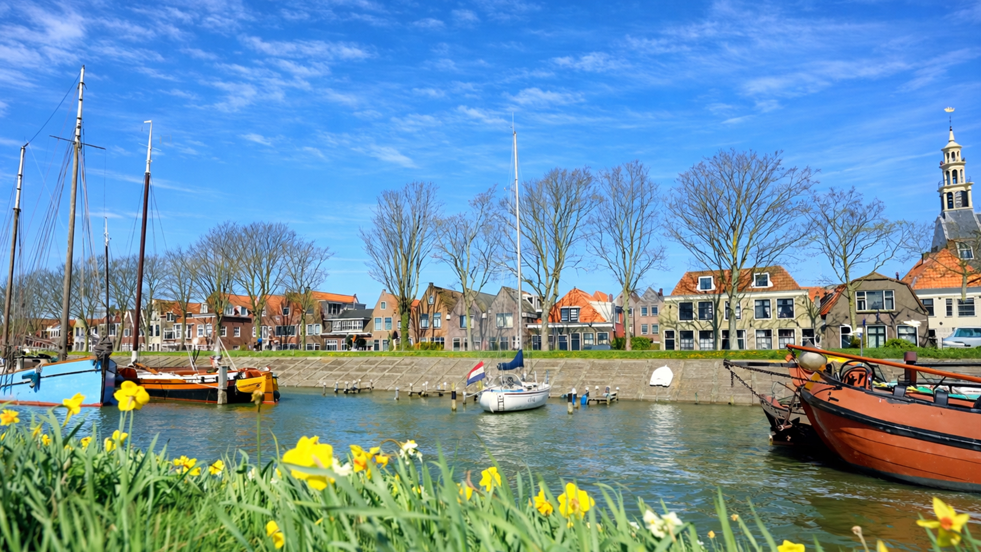 Hoorn Netherlands scenic walk through historic old town (4K)