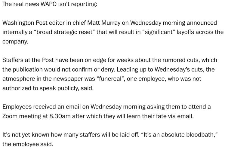Washington Post readers rage on site after newsroom bloodbath