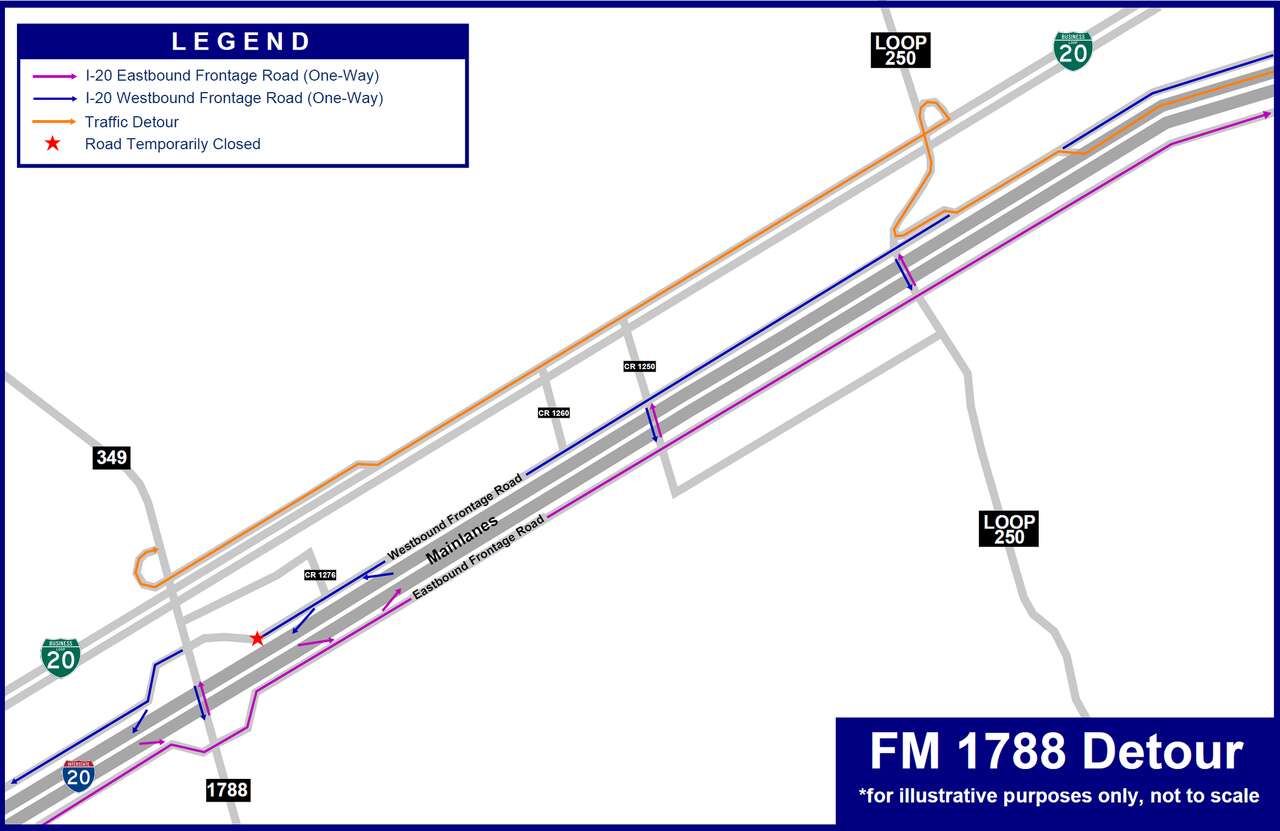 TxDOT closes I-20 exit onto State Highway 349, details alternate route