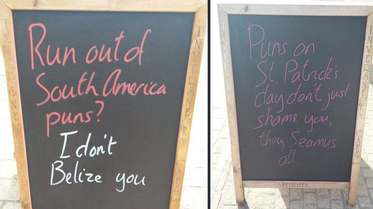 Punny chalkboard signs that made us laugh and groan