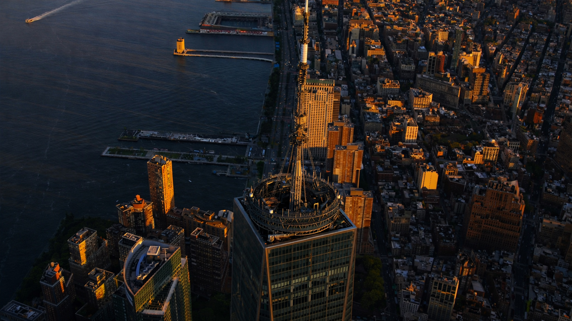 City lights and skyline at sunset viewpoint