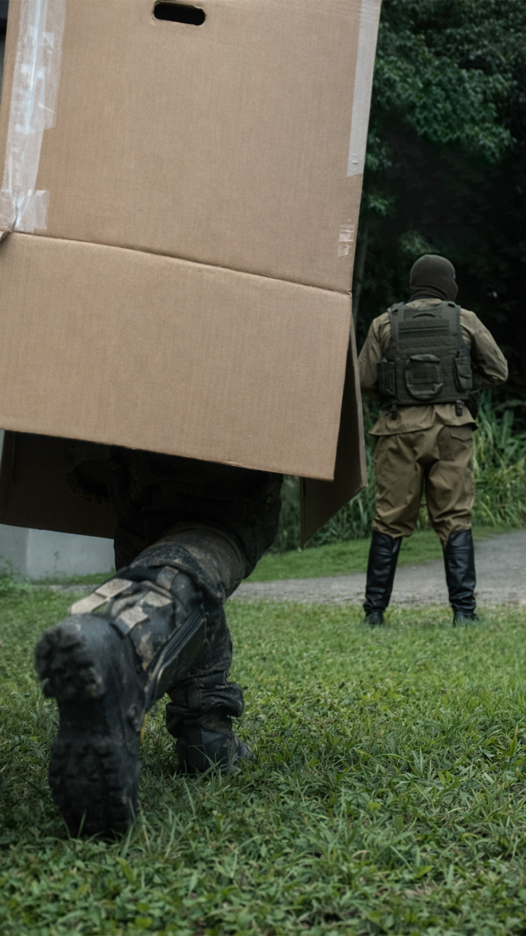 A box trick used in an action scene