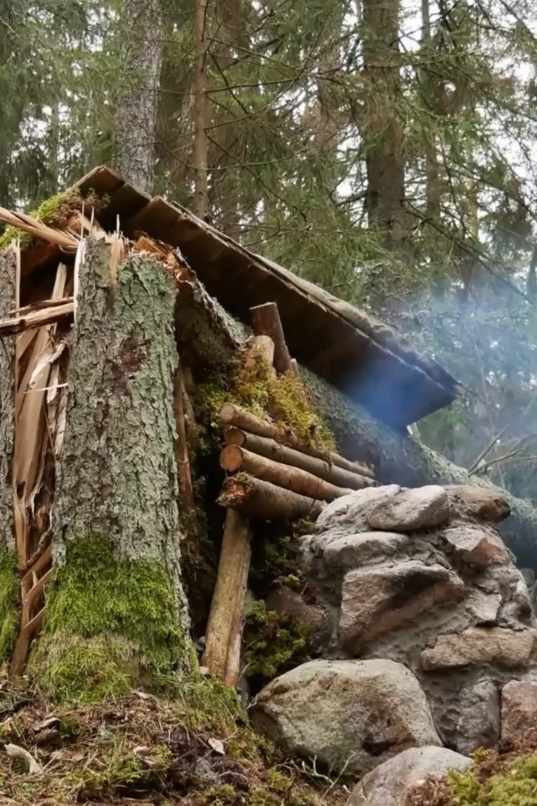 How to build a warm island shelter with an indoor fireplace