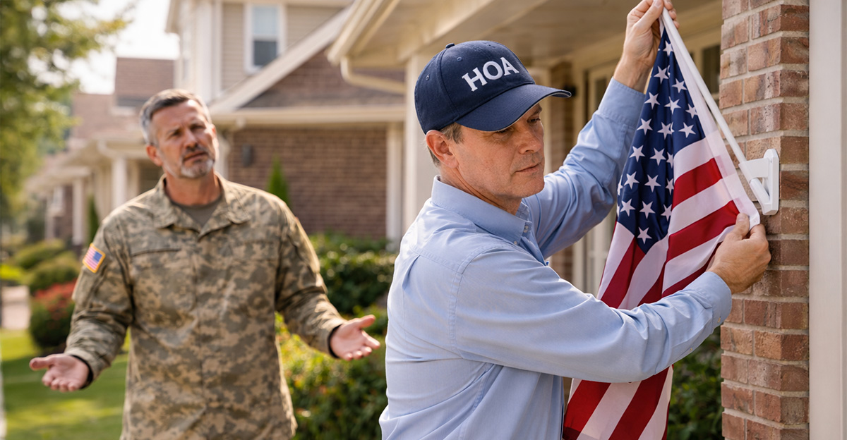 My HOA has a "no flag" policy for the neighborhood. I'm a veteran and ...