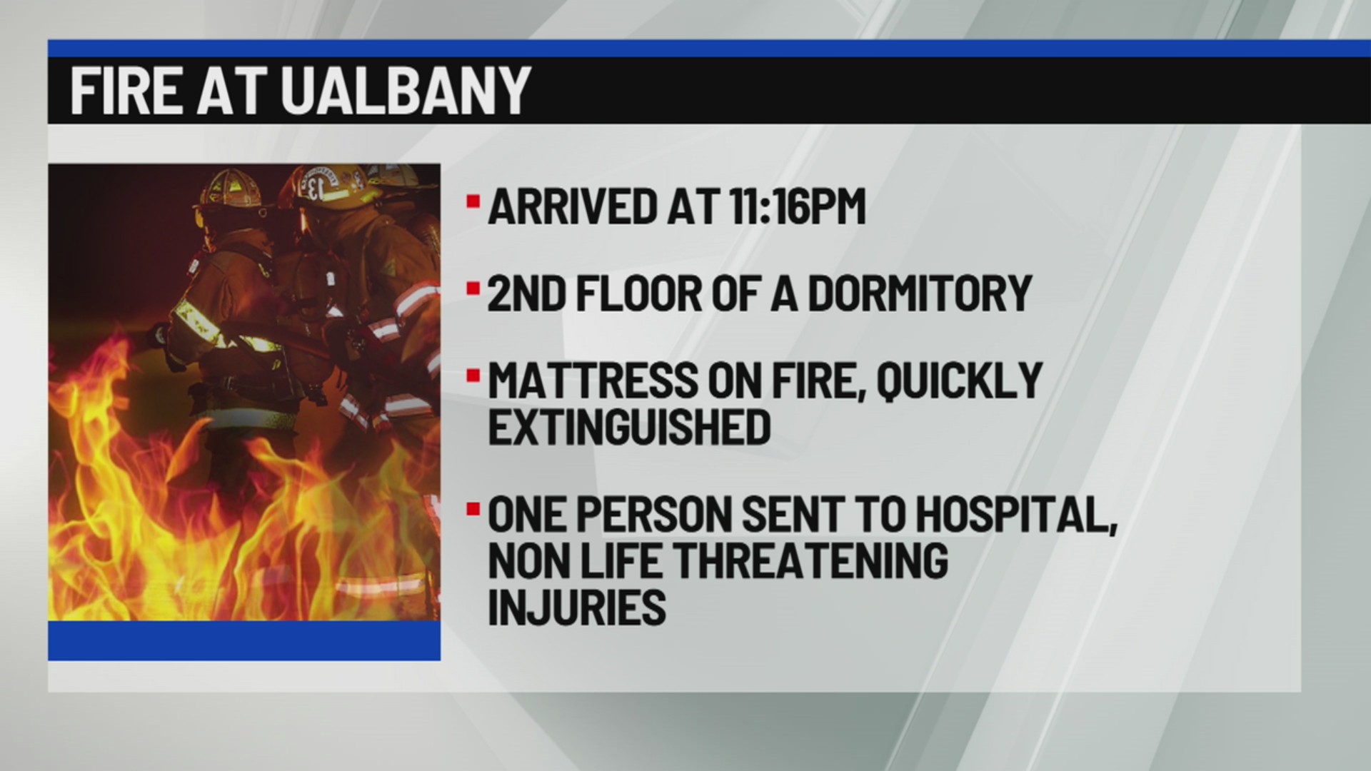 One hospitalized after fire in UAlbany dorm room