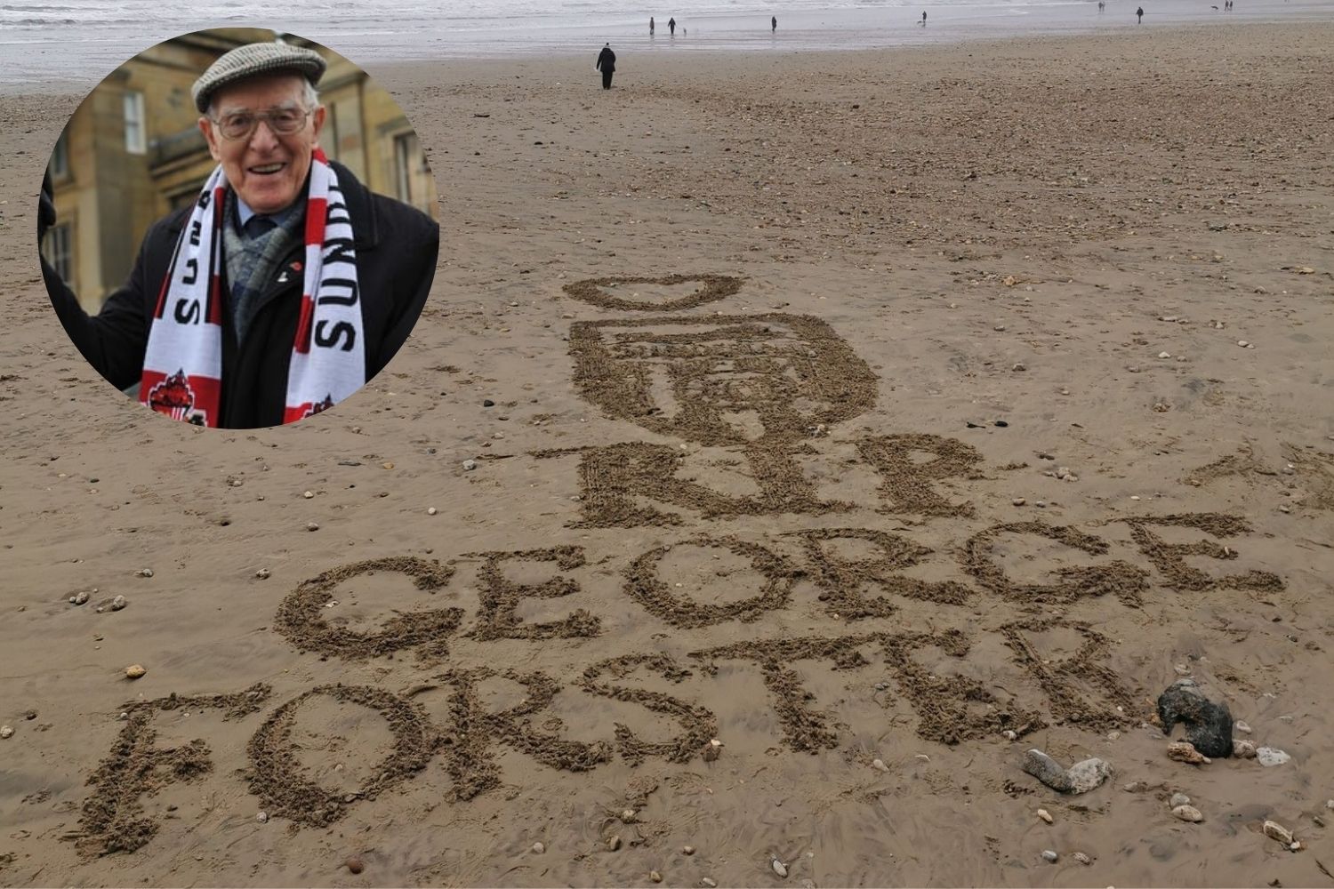Giant tribute created on Seaburn Beach to SAFC super-fan George Forster ...