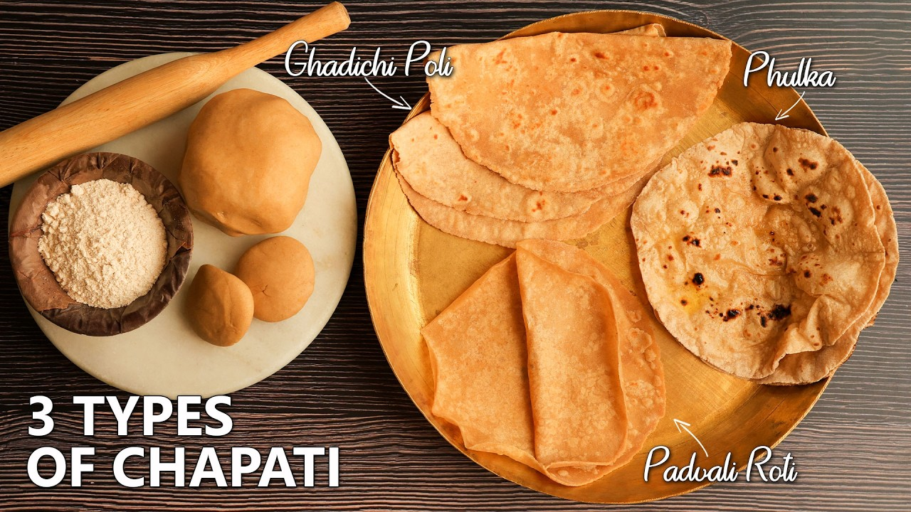 3 types of chapati ghadichi poli padvali roti phulka
