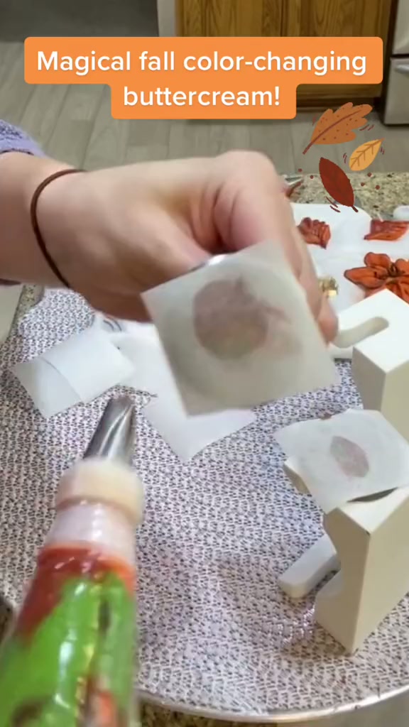 Watch buttercream leaves transform into rich fall colors
