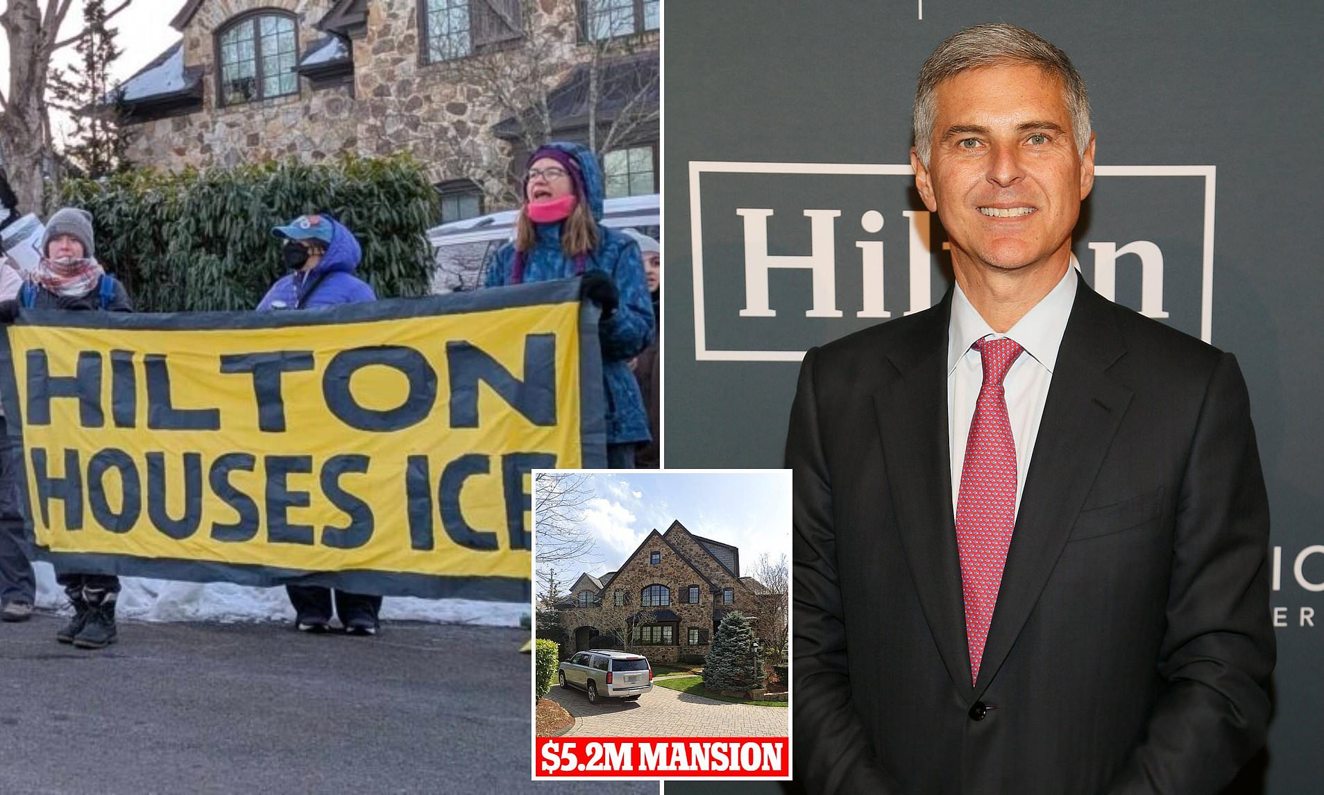 Hilton CEO's Virginia mansion is besieged by anti-ICE protesters