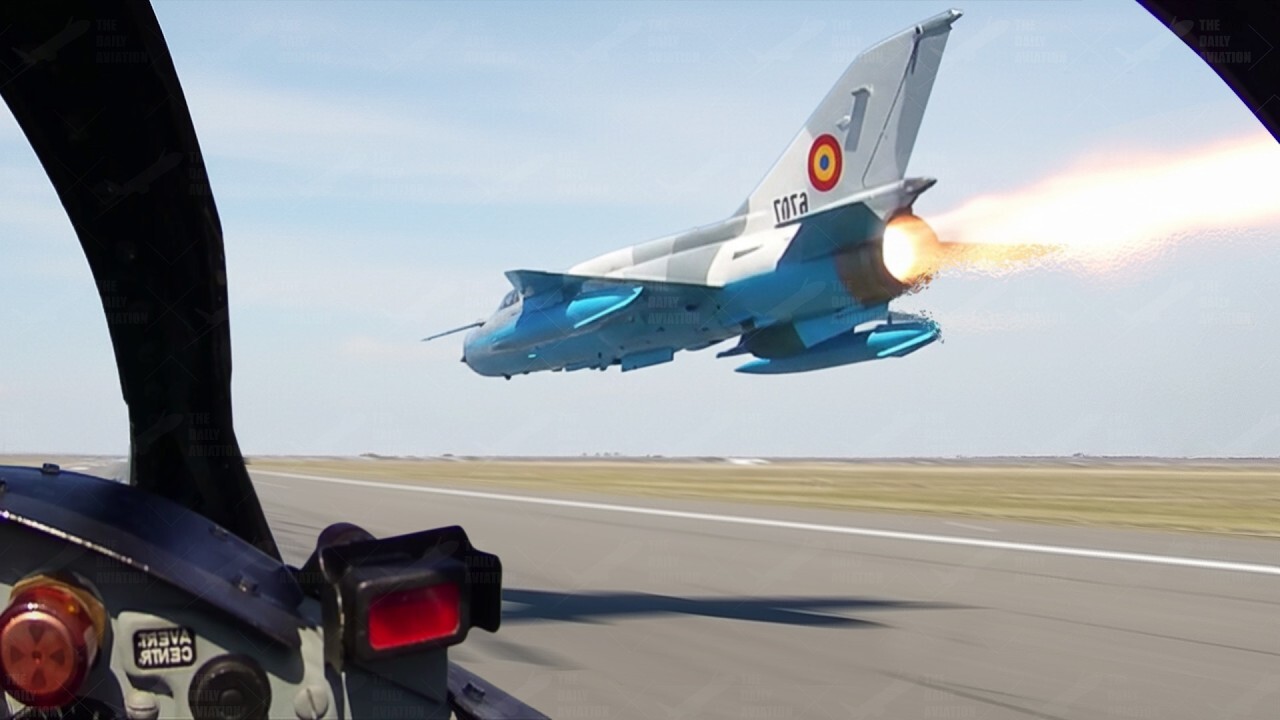Pushing Soviet MiG-21 engine to its extreme limits during takeoff