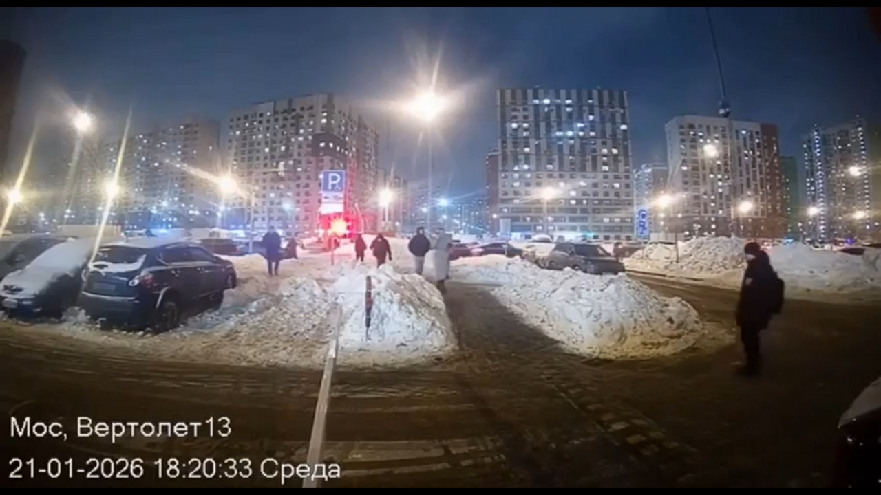 Cyclist accidentally hits barrier in road incident in Moscow, Russia