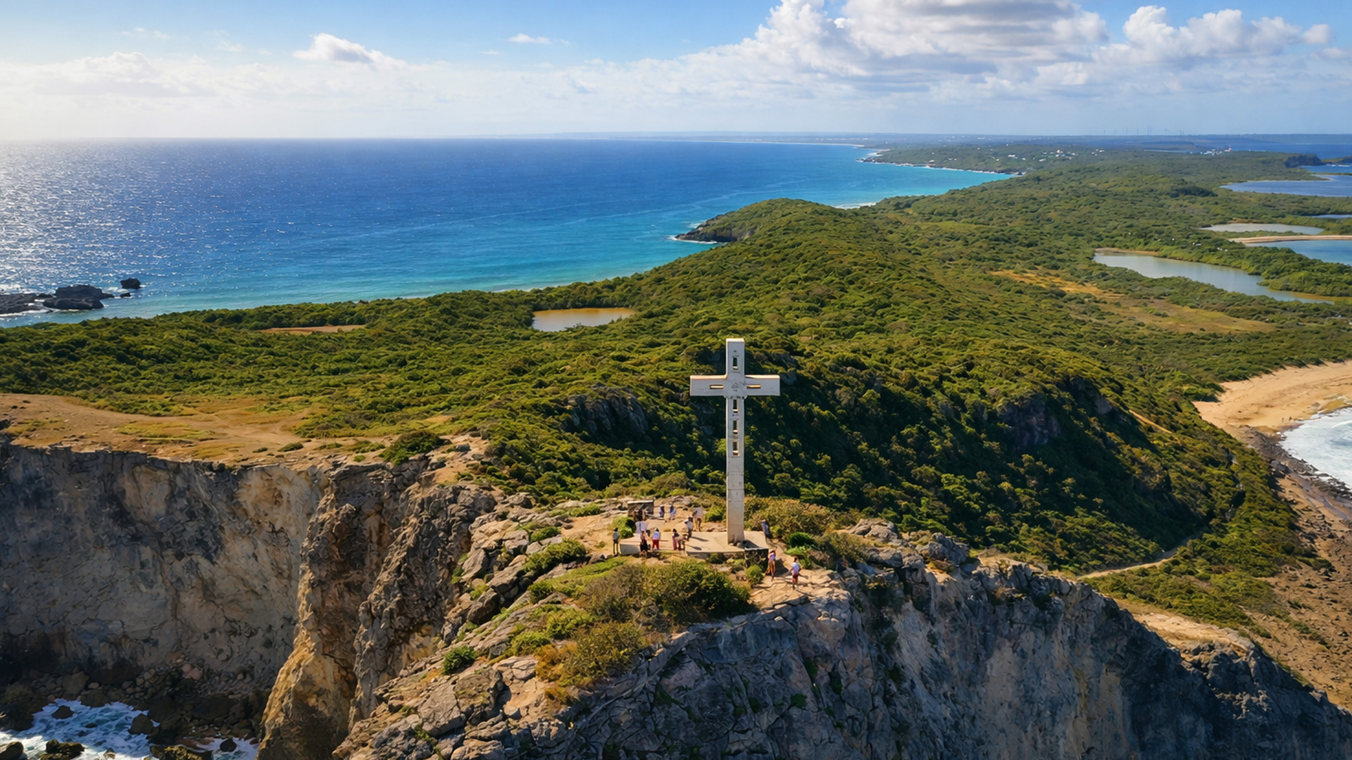 Why do people visit this cliff top?
