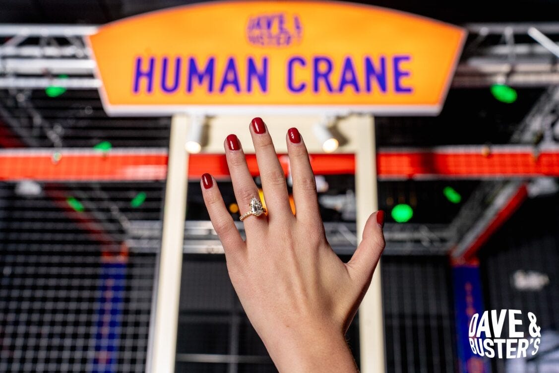 You could win a $15K diamond ring at Dave & Buster's. Here's how