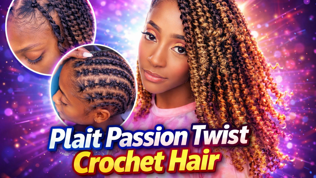 Plait passion twist crochet hair | Braid down + full look