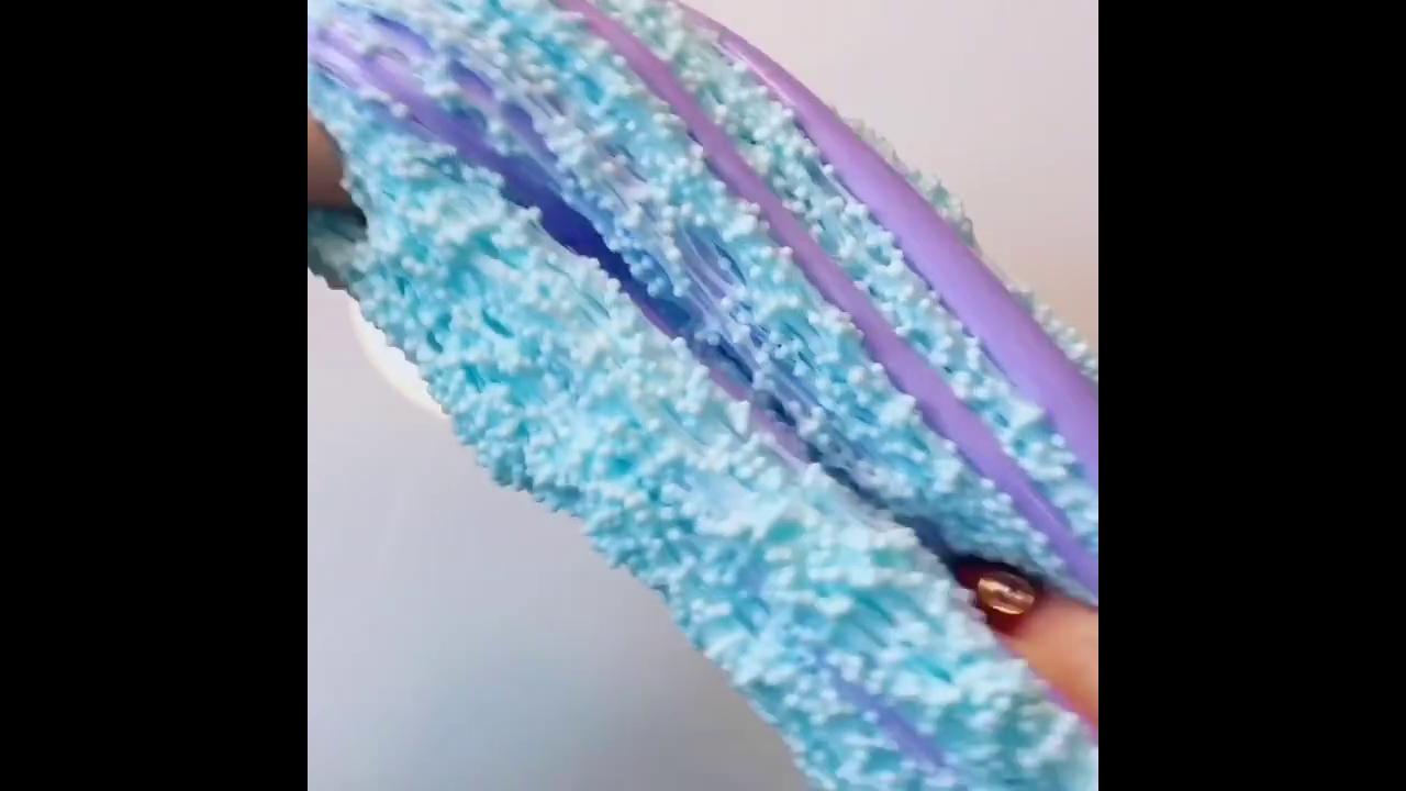 ASMR poking and squeezing soft crunchy slime with beads