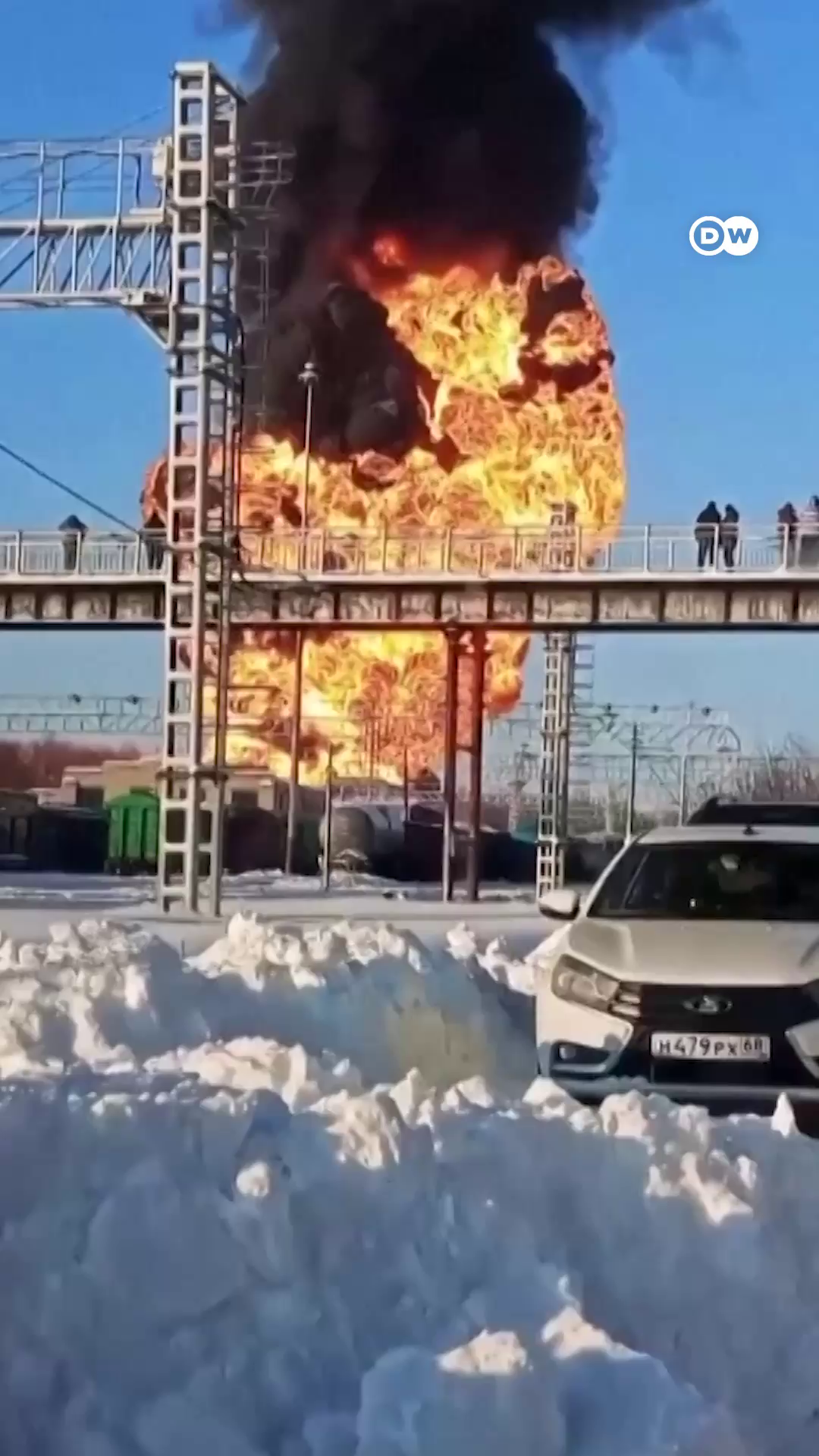 Russian train explodes in fireball
