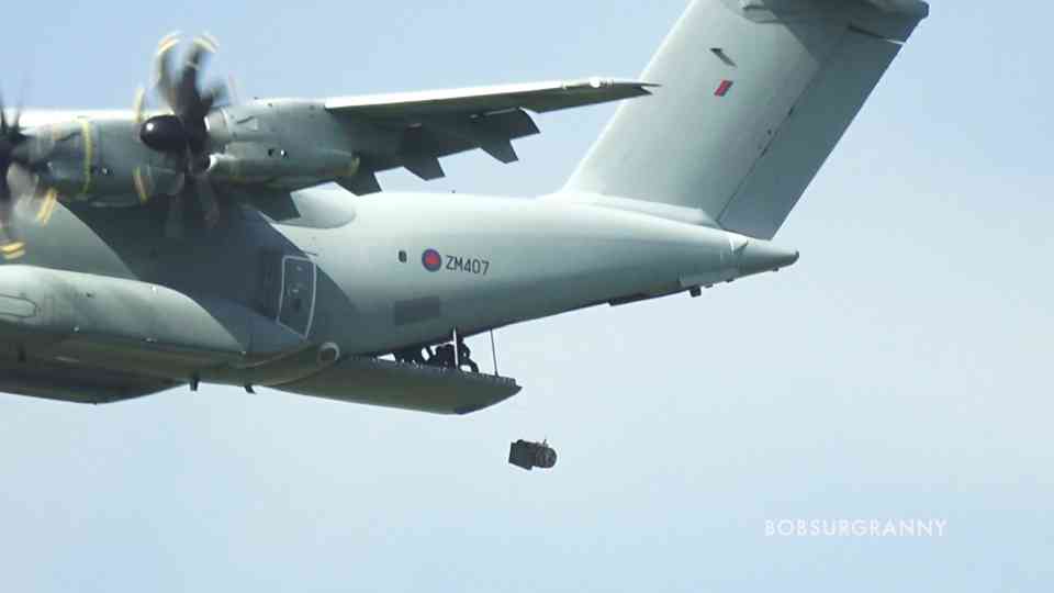Watch the RAF A400M Atlas execute precision cargo drops