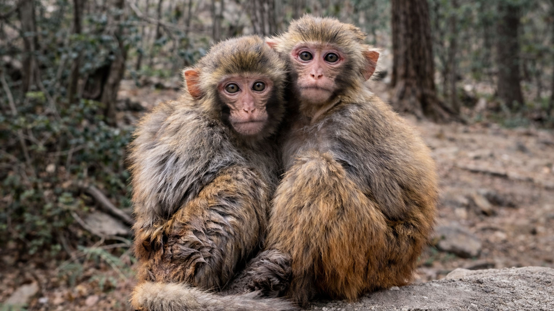 A close moment between monkey siblings