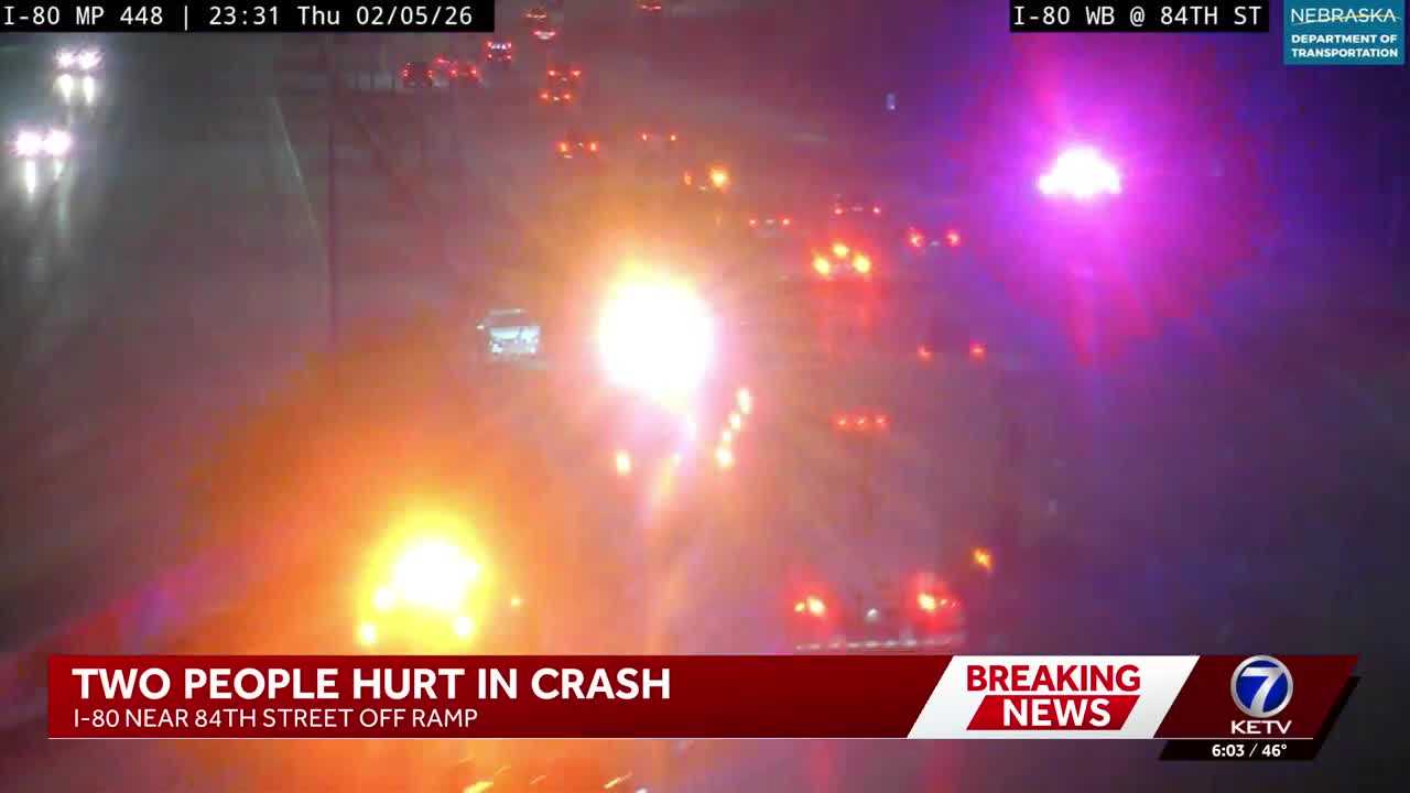 Omaha police say two people are injured in a Thursday night crash on I-80