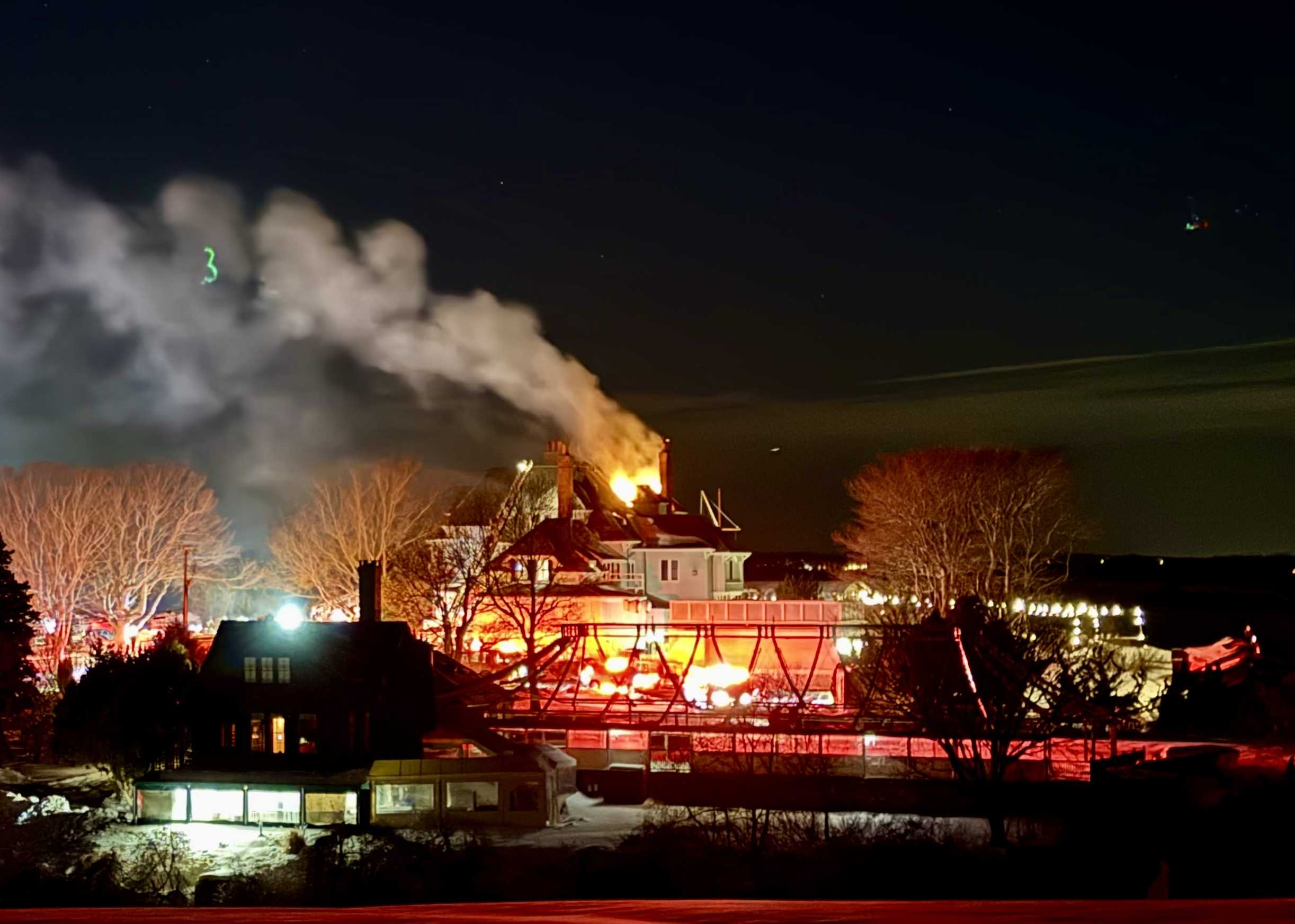 Crews battle fire at Newport's iconic Castle Hill Inn