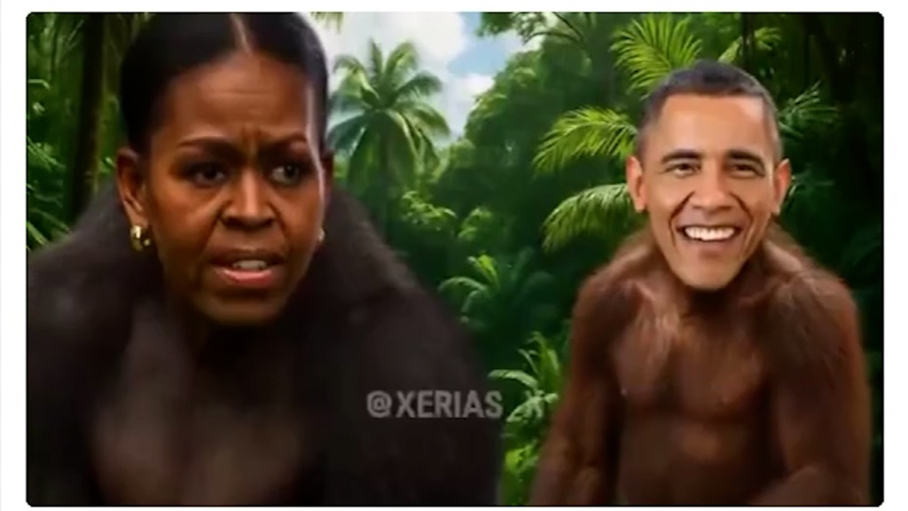 Trump pubblica su Truth un video con gli Obama ritratti come scimmie ...