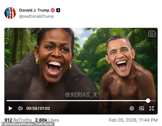 Trump posts video depicting Obamas as apes sparking backlash across ...