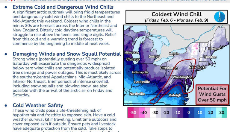 Arctic blast will bring snow, dangerous winds, power outage risks to ...