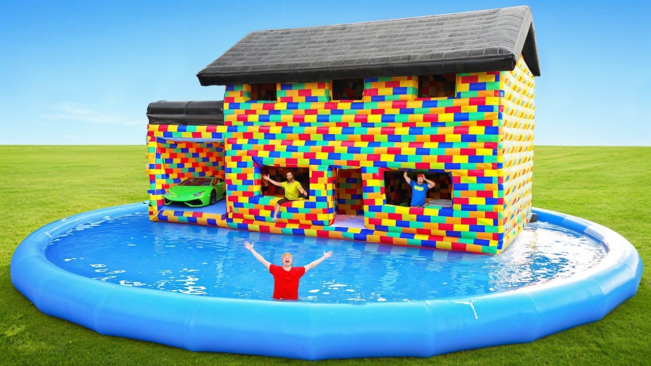 The entire house is literally floating right now – the inflatable Lego ...