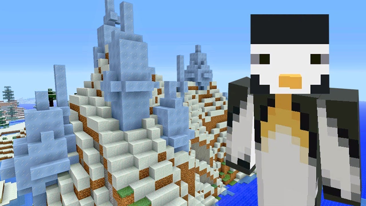 Minecraft Xbox exploring the icy spikes biome