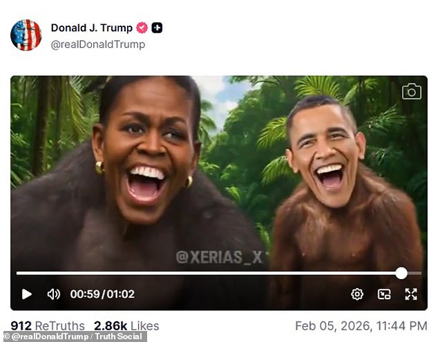 Trump wipes 'disgusting' Obama ape video from account as White House ...